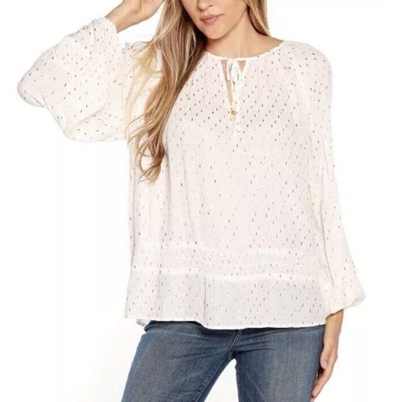 Belldini | Tops | Belldini Black Label Petite Tie Neck Blouson Sleeve ...